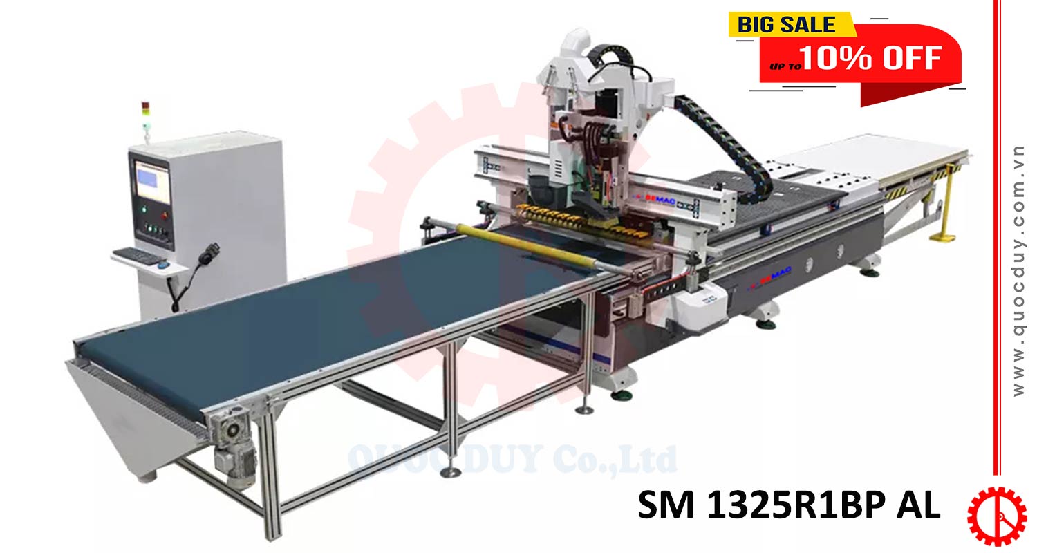 MÁY PHAY KHOAN CNC ROUTER CÓ RULO ĐÈ PHÔI - SM 1325 R1BP AL | QUỐC DUY